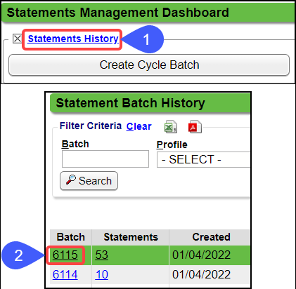 Statements Batch Dashboard