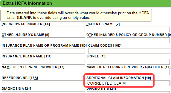 Send Replacement/Corrected Claim/Delayed Reason/Void