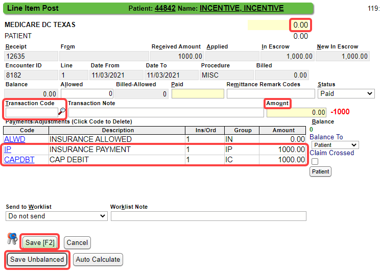 Capitation, Bonus, and Incentive Posting