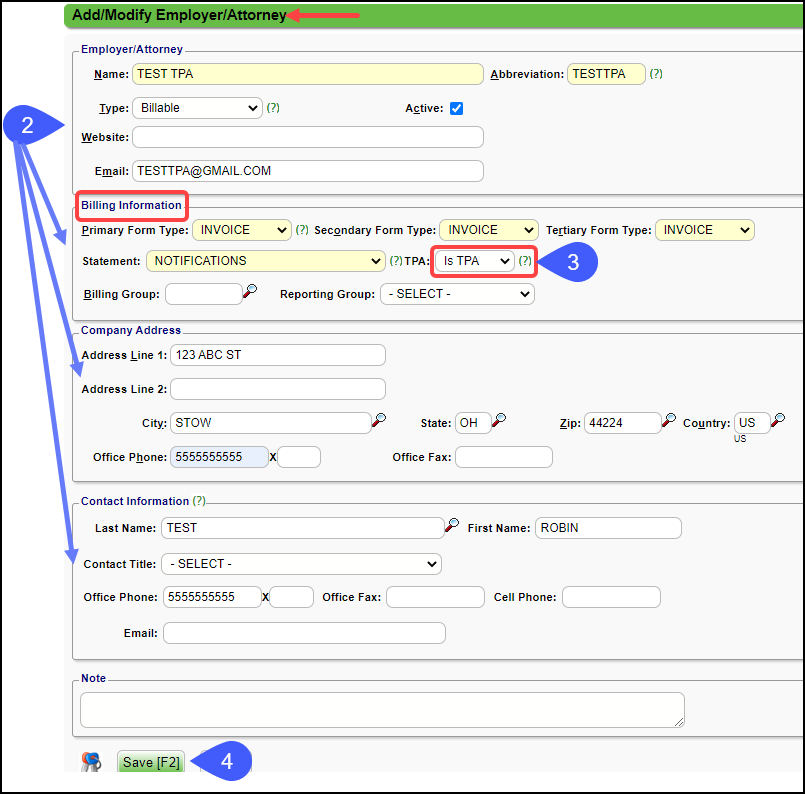 Add/Modify/Attach a TPA