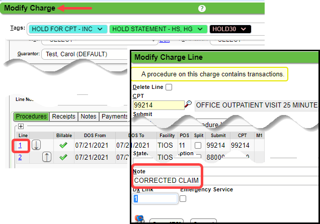 Send Replacement/Corrected Claim/Delayed Reason/Void