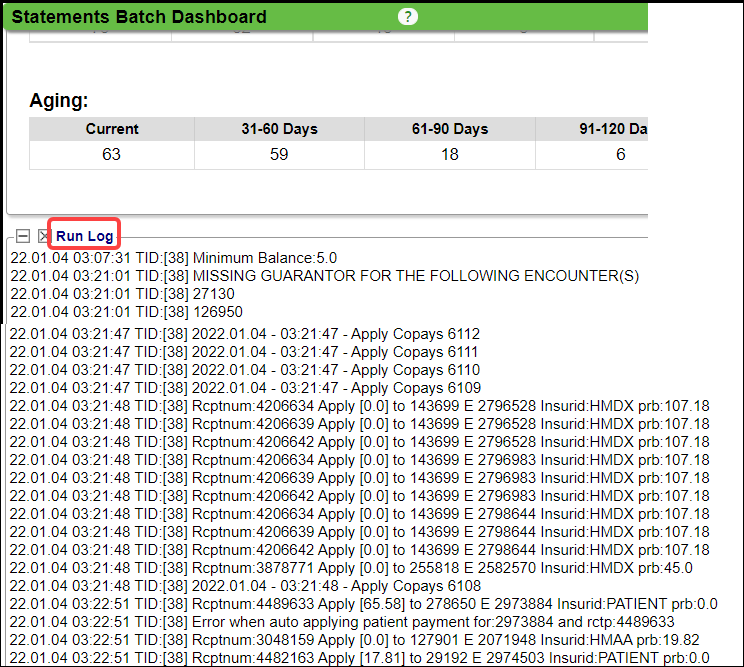 Statements Batch Dashboard